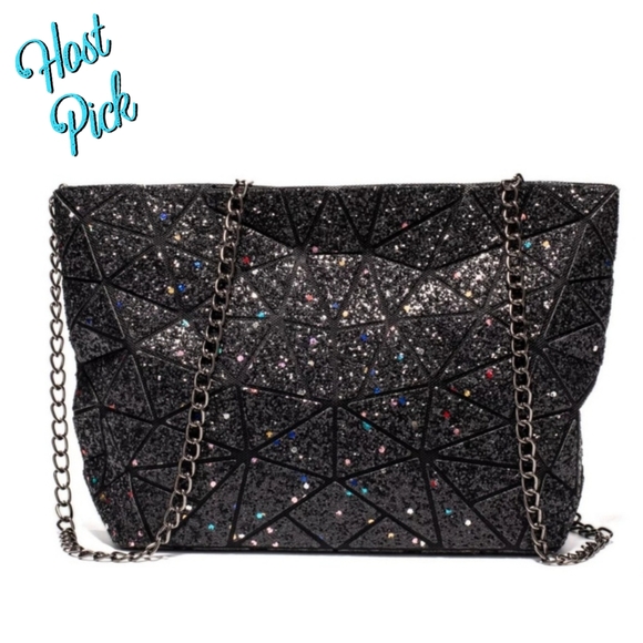 BSH Boutique | Bags | 3xhp Cosmic Black Glitter Crossbody Purse Bag ...
